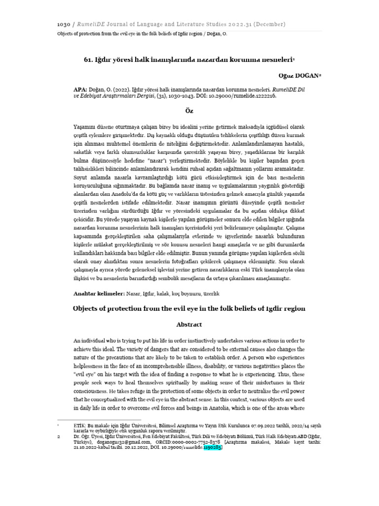 Igdır Yoresı Nazar | PDF