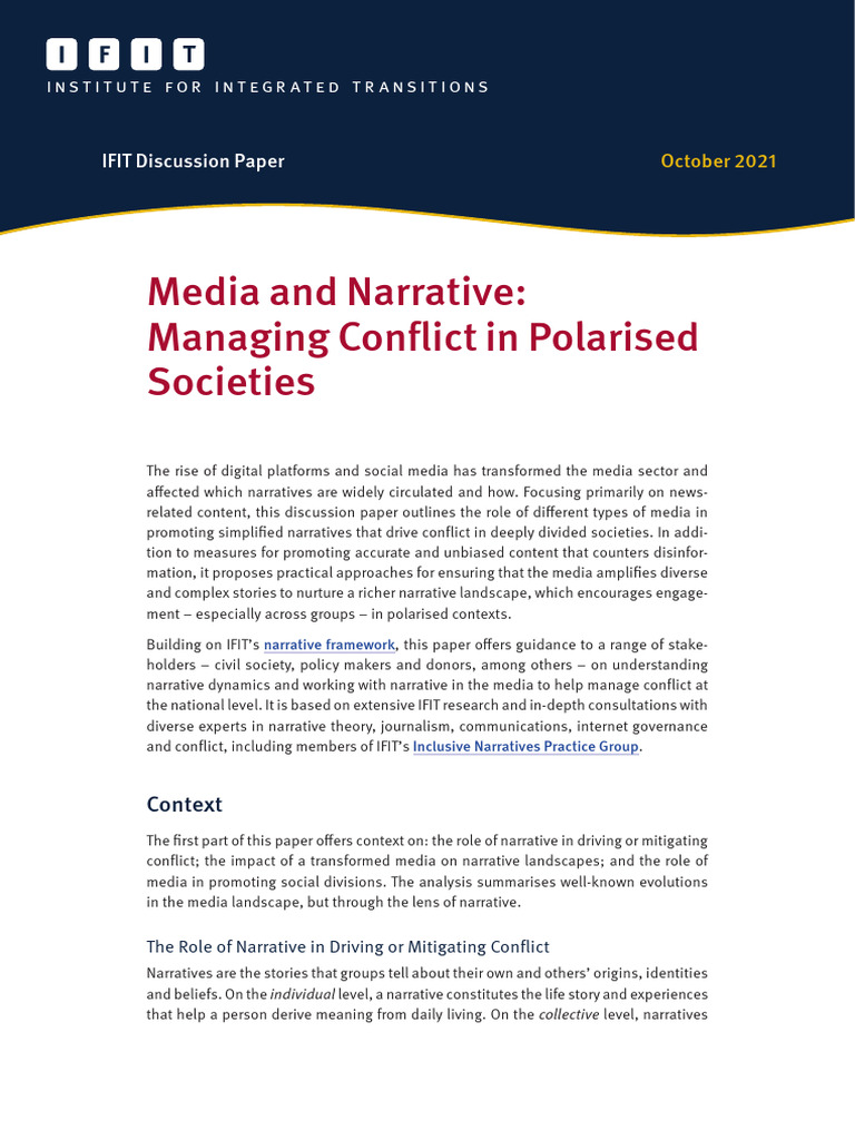 Media and Narrative Managing Conflict in Polarised Societies | PDF ...