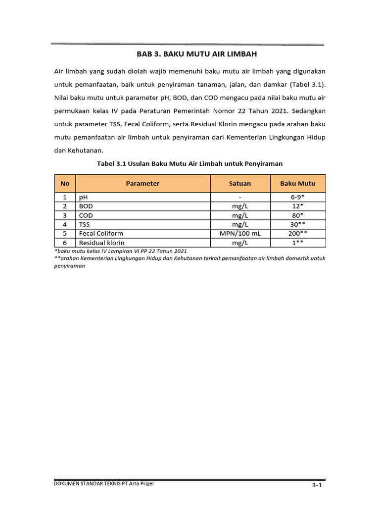 Baku Mutu Air Limbah Domestik Penyiraman | PDF