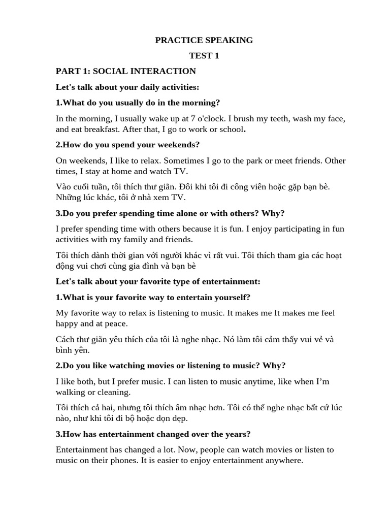 Practice Speaking (1) | PDF