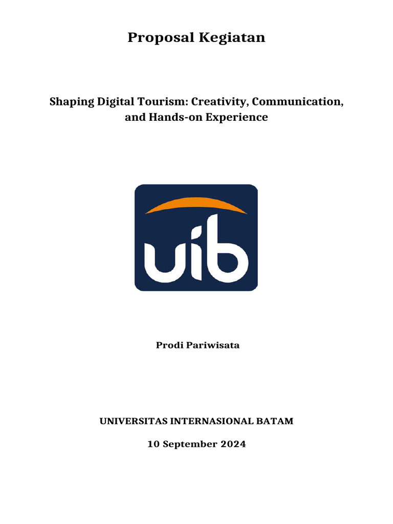 Draft Proposal Kegiatan Shaping Digital Tourism | PDF