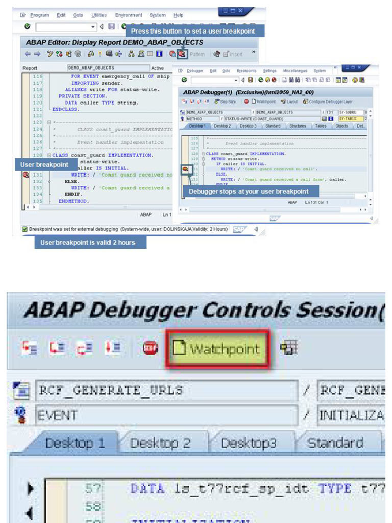 Breakpoints, Watchpoints, and Checkpoints in ABAP | PDF