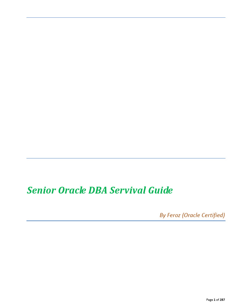 Oracle DBA Servival Guide | PDF | Cache (Computing) | Databases