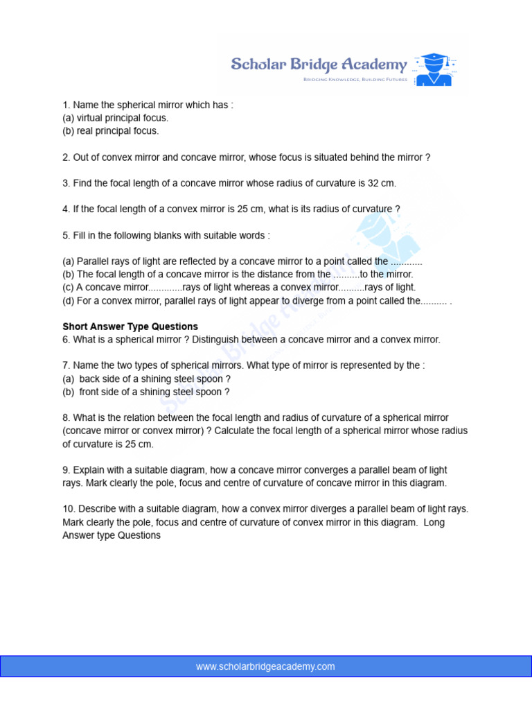 Light Exercise - 2 | PDF | Mirror | Optics