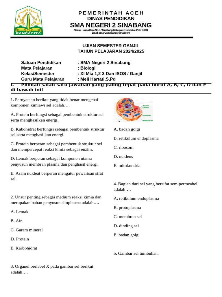 Soal Ujian Kls Xi Sem Ganjil 2024 | PDF