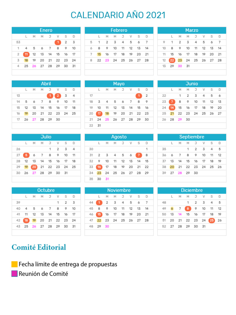 Calendario 2021: Fechas Clave y Eventos | PDF