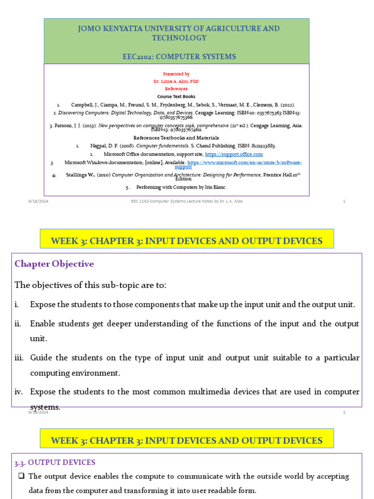EEC2102 Week 4 Lecture Chapter 3 | PDF | Printer (Computing) | Computer Terminal
