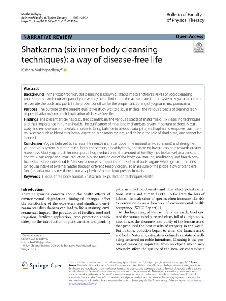 Shatkarma Six Inner Body Cleansing Techn | PDF | Hatha Yoga | Yoga