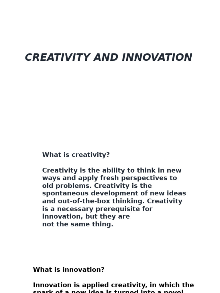 Presentation | PDF | Creativity | Innovation
