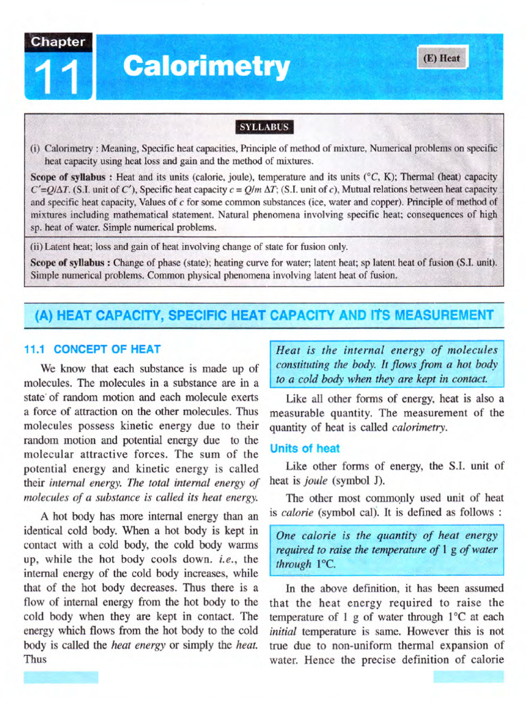 Selina Class 10 Physics Chapter 11 Calorimetry | PDF