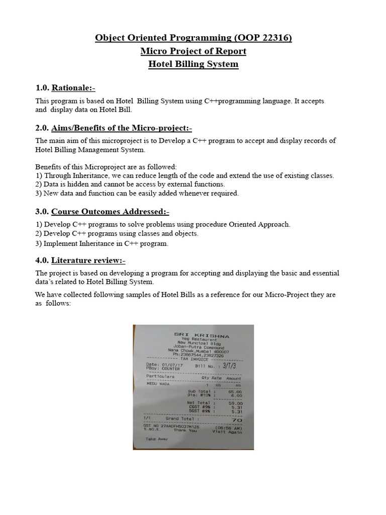 OOP Microproject Sample Report - Google Docs | PDF | C++ | Object Oriented Programming