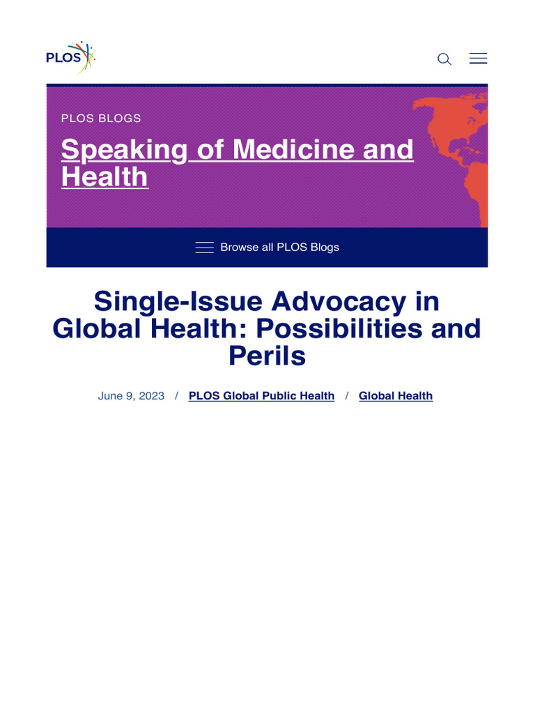 Single-Issue Advocacy in Global Health- Possibilities and Perils ... Single-Issue Advocacy in Global Health- Possibilities and Perils ...