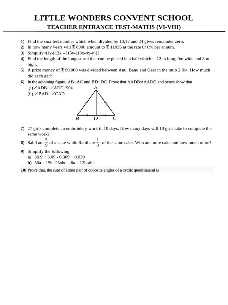 TET Maths VI VIII | PDF