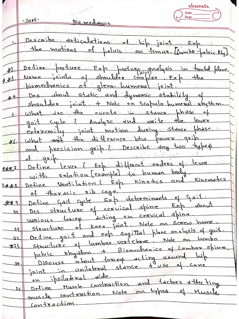 Bio Mechanics - 10M | PDF