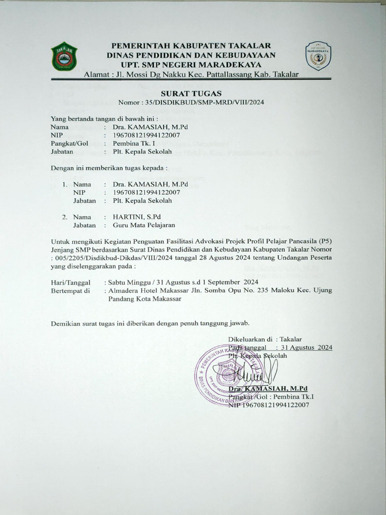 Contoh Surat Tugas | PDF