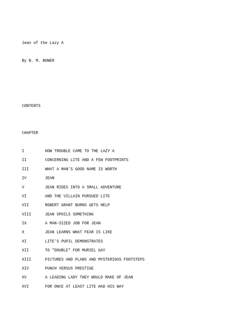 Jean of The Lazy A | PDF