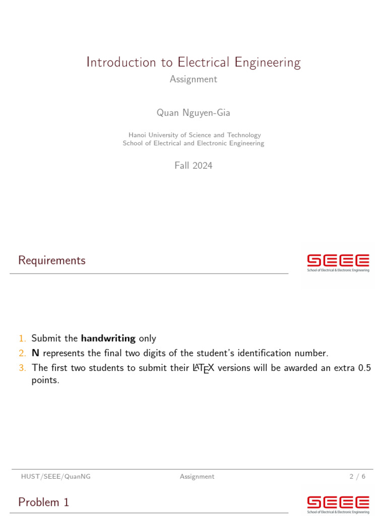 Electrical Engineering Assignment Overview | PDF