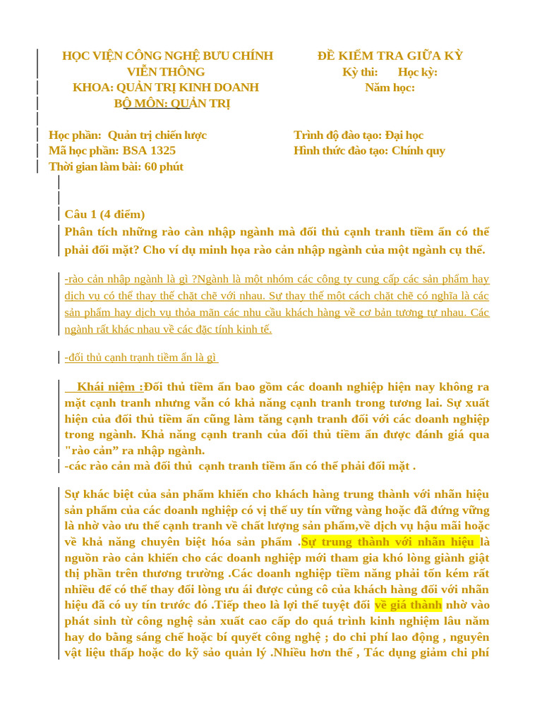 QTCL. Đề kiểm tra giữa kỳ | PDF