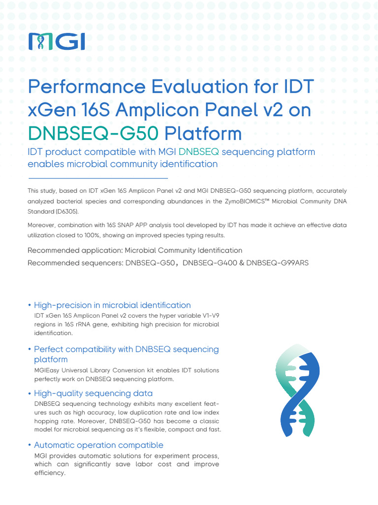 【Application Note】Performance Evaluation for IDT xGen 16S Amplicon Panel v2 on DNBSEQ G50 ...