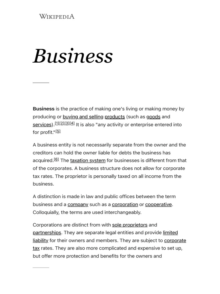 Business - Wikipedia | PDF | Business | Partnership
