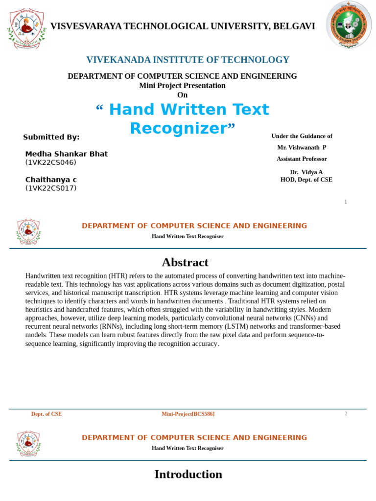 Mini Project Ppt Chaimedha Final | PDF | Optical Character Recognition | Deep Learning