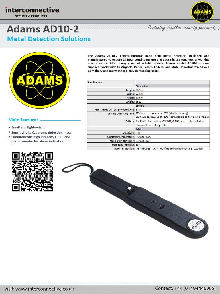 Adams AD10 2 General Metal Detector | PDF