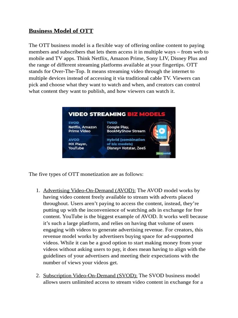 Understanding OTT Business Models | PDF | Video On Demand ...