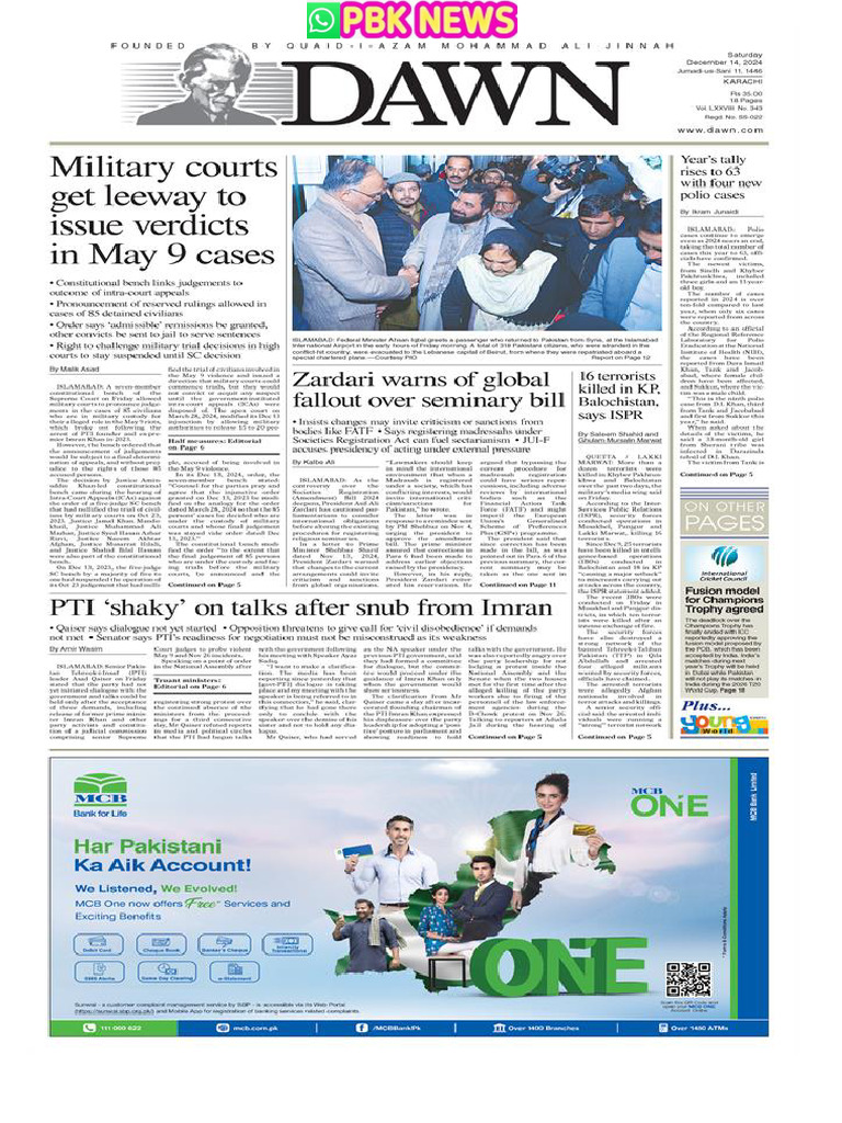 12 14 2024 Dawn Newspaper | PDF