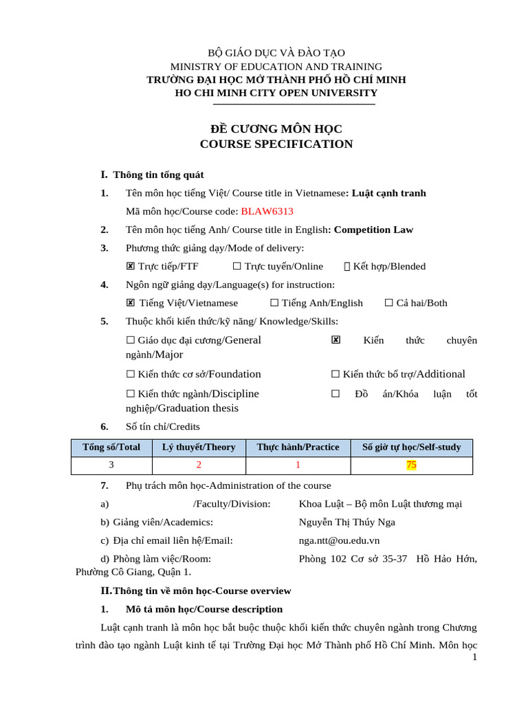 De Cuong Luat Caì NH Tranh DH MoÌ Ì | PDF