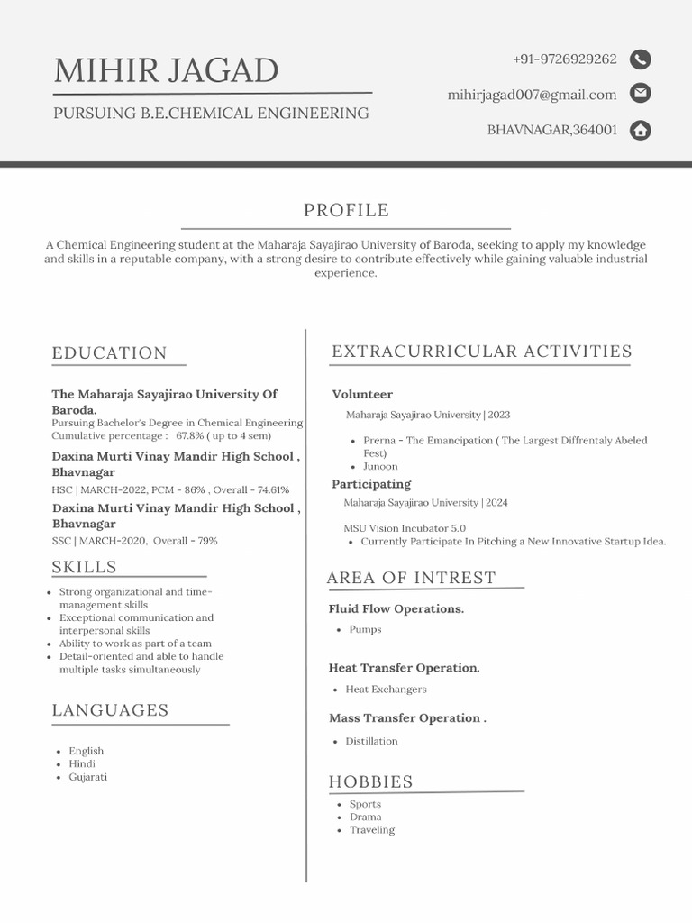 Mihir_jagad_resume_PCBL | PDF