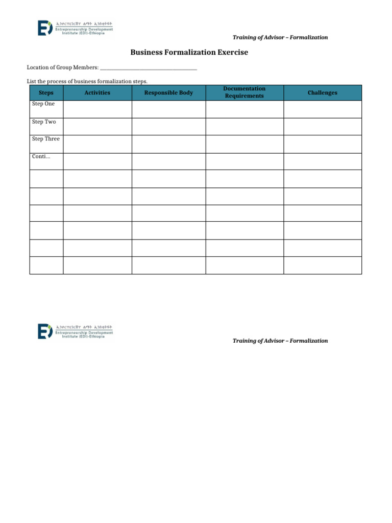 Business Formalization Format | PDF
