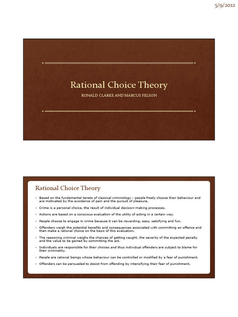 Rational Choice Theory in Criminology | PDF