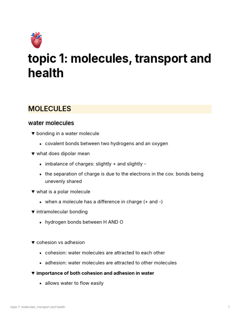 Edexcel Ial Biology Unit 1 Topic 1 Notes | PDF | Atrium (Heart) | Diastole