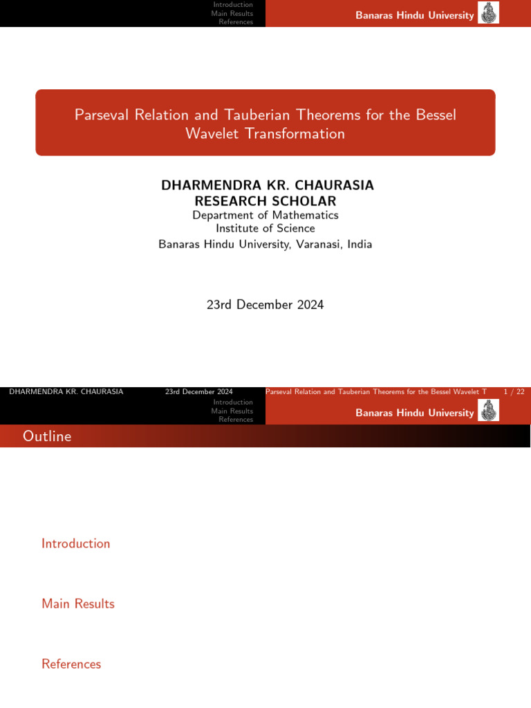 Tauberian Theorems for Bessel Wavelet Transform | PDF | Wavelet ...