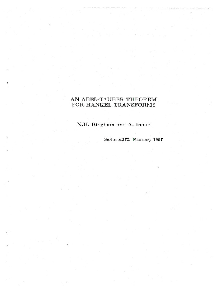 An Abel Tauber Theorem | PDF