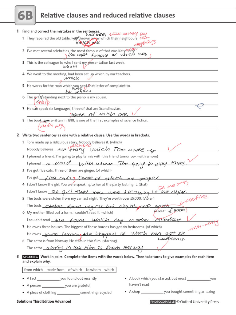 Mastering Relative Clauses Exercises | PDF | Linguistics