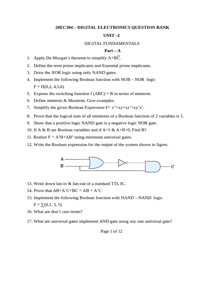 DE-Question Bank | PDF | Logic Gate | Electronics