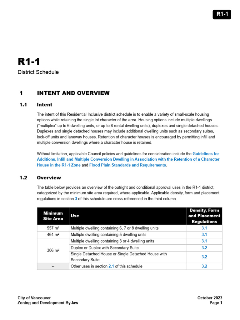 Vancouver R1-1 Zoning Guide | PDF | Affordable Housing | Porch