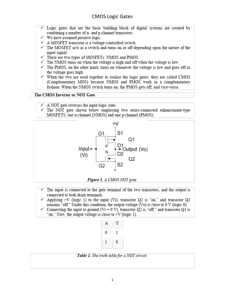 CMOS Family of Logic Gates | PDF | Logic Gate | Cmos