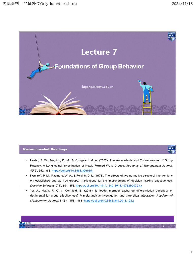 Lecture 7 Foundations of Group Behavior | PDF | Group Decision Making ...