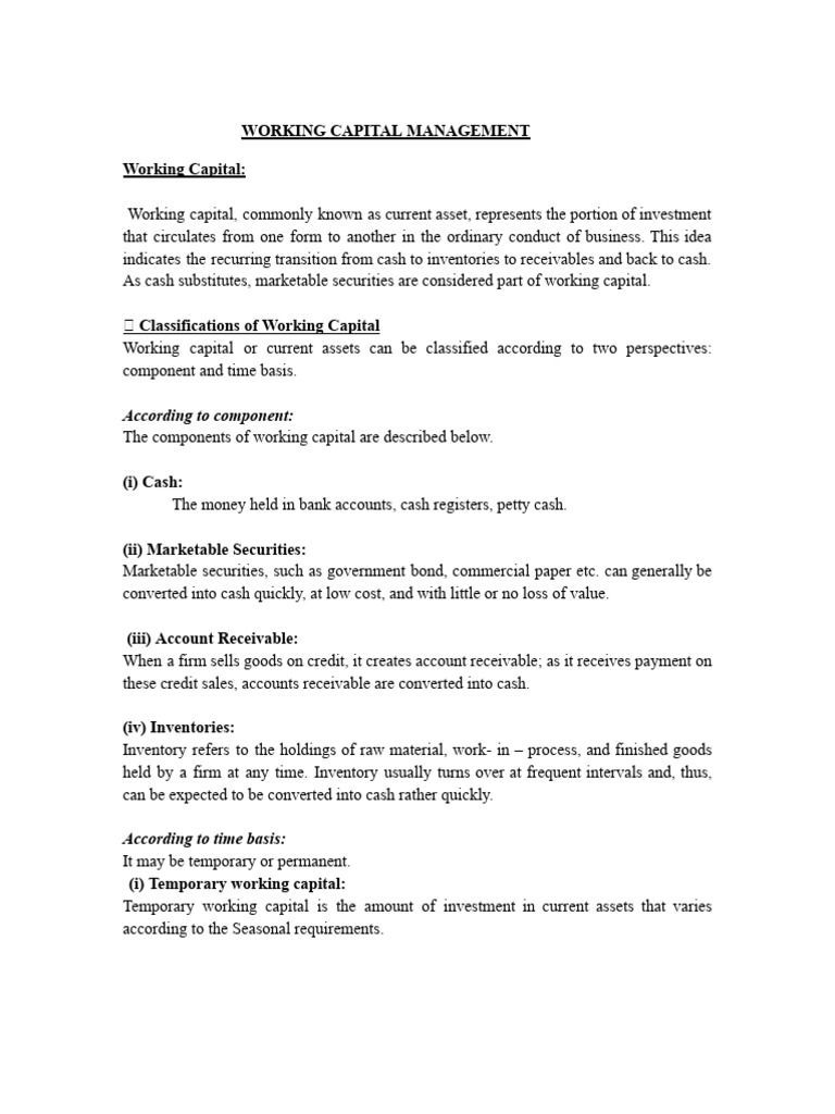 Working Capital Management | PDF | Working Capital | Inventory