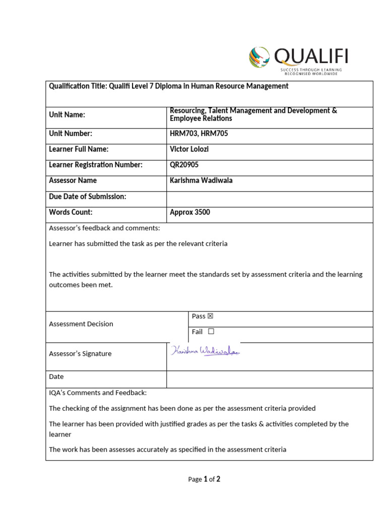Qualifi Assignment Cover and Learner Declaration | PDF