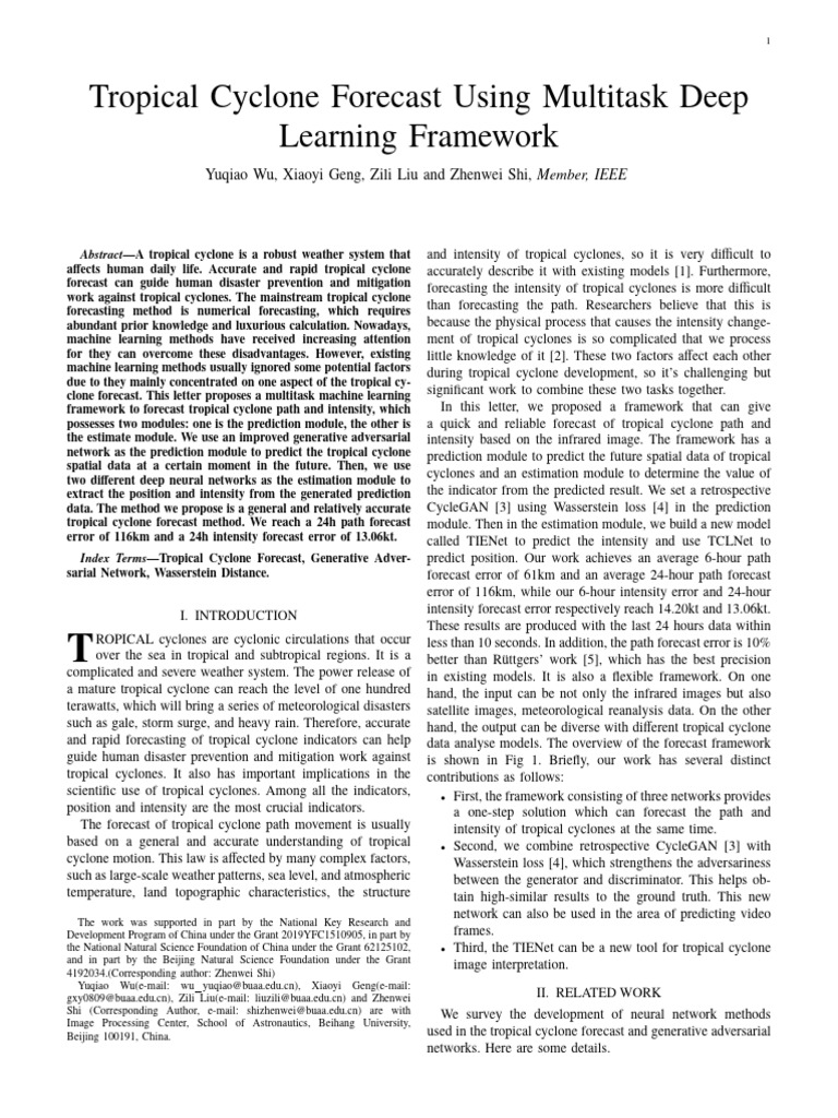 Multitask Deep Learning for Cyclone Forecast | PDF | Weather Forecasting | Forecasting