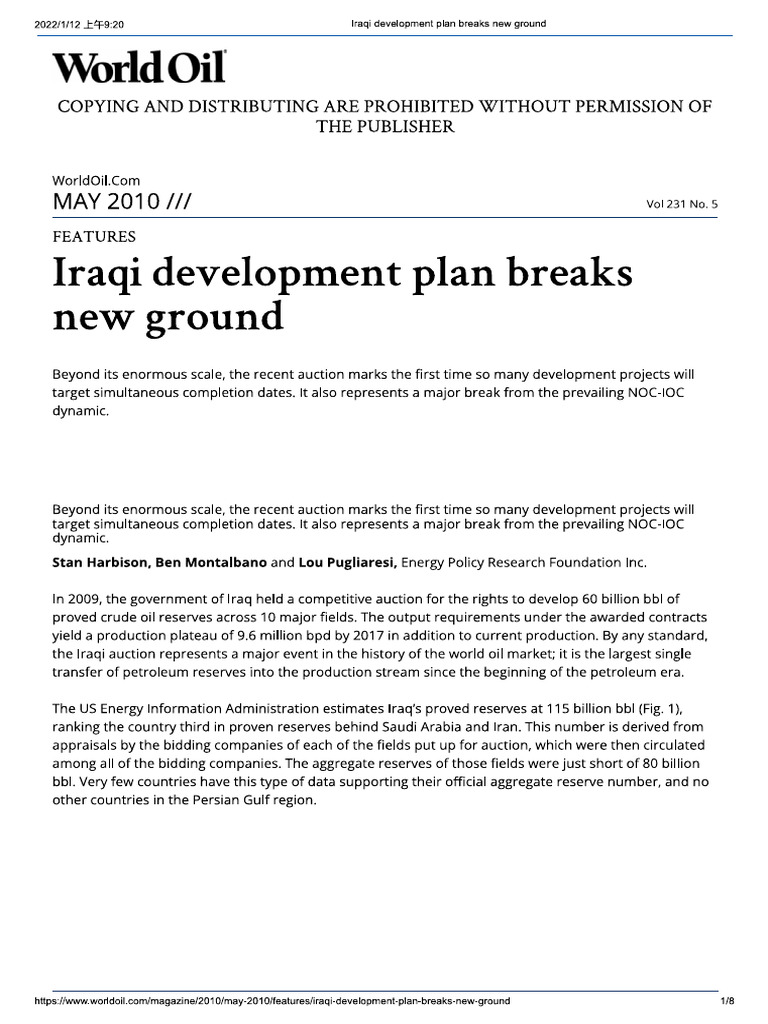 Iraqi development plan breaks | PDF