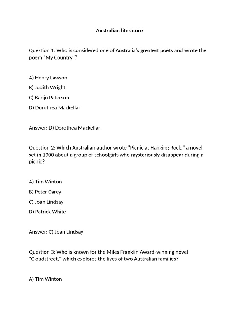 Australian Literature | PDF | Australian Literature | Australian Writers