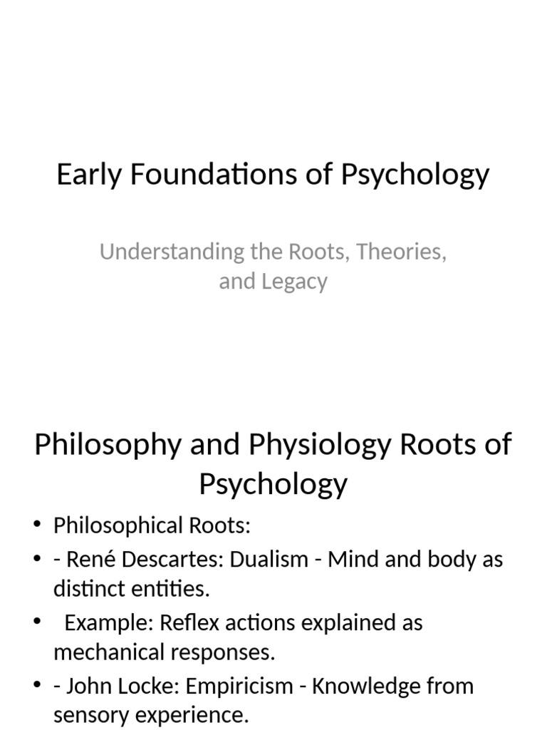 Detailed Early Foundations of Psychology | PDF