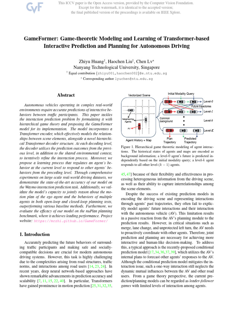 Huang GameFormer Game-Theoretic Modeling and Learning of Transformer-Based Interactive ...