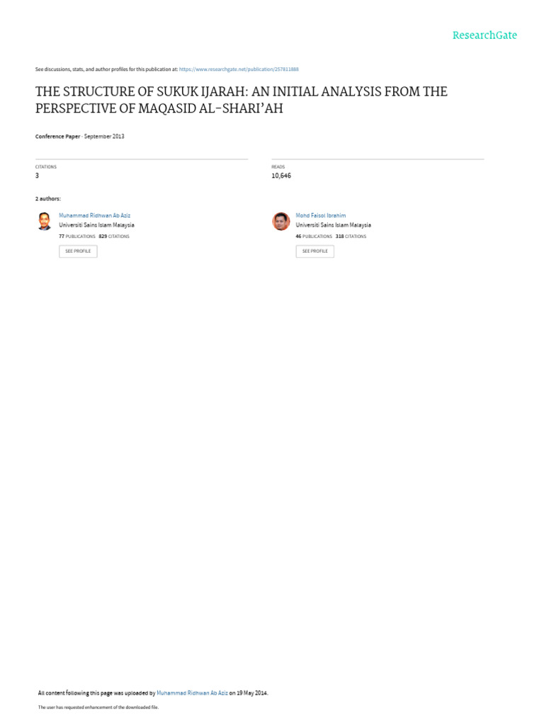 The Structure of Sukuk Ijarah: An Initial Analysis From The Perspective of Maqasid Al-Shari'Ah ...