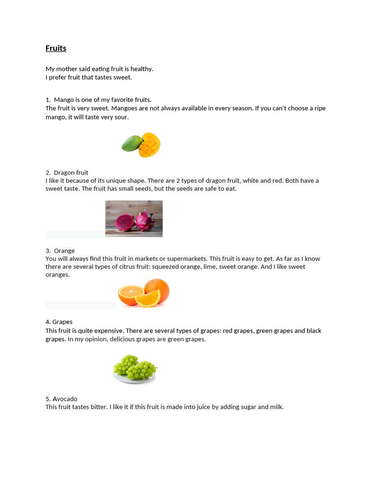 Favorite and Least Liked Fruits | PDF