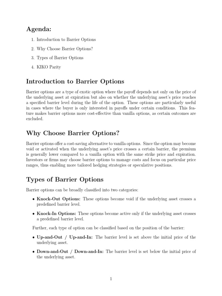 All about Barrier Option IMP | PDF | Option (Finance) | Derivative ...